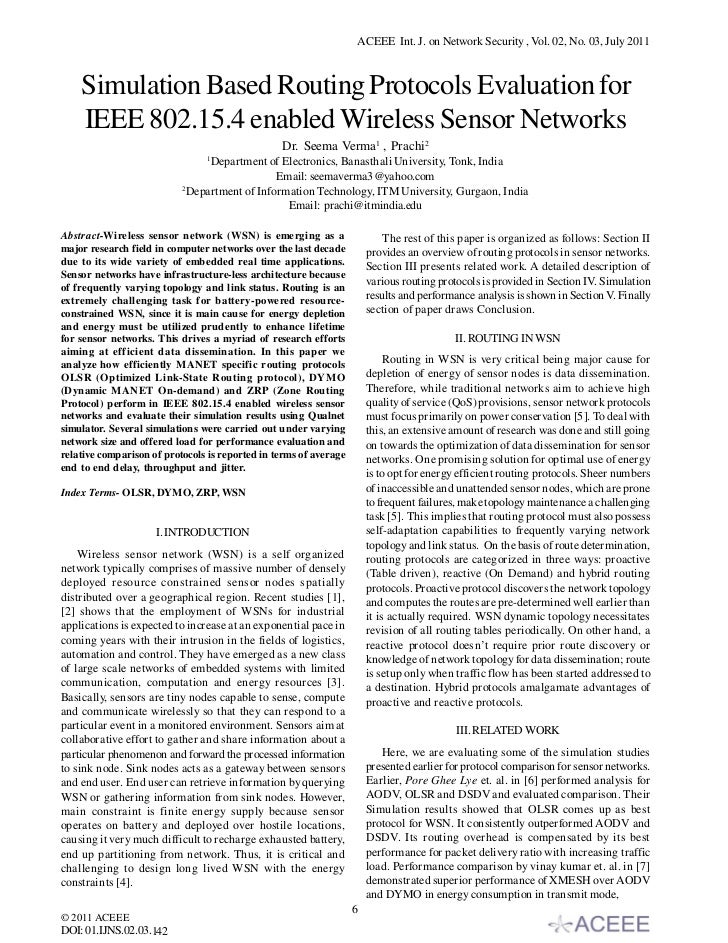 Simulation Based Routing Protocols Evaluation For Ieee 802 15 4 Enabl…