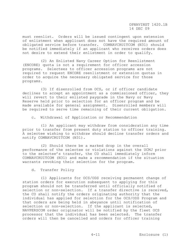 OPNAVINST 1420.1B (OFFICER PROGRAMS) | PDF