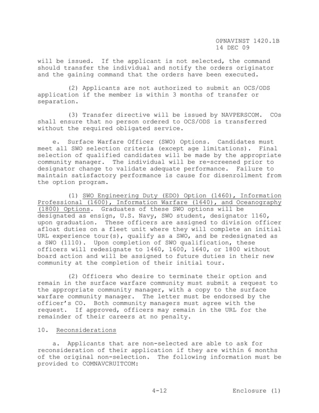 OPNAVINST 1420.1B (OFFICER PROGRAMS) | PDF