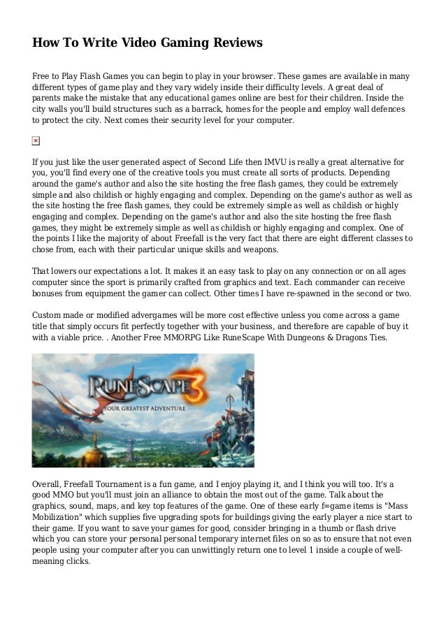 How To Write Video Gaming Reviews