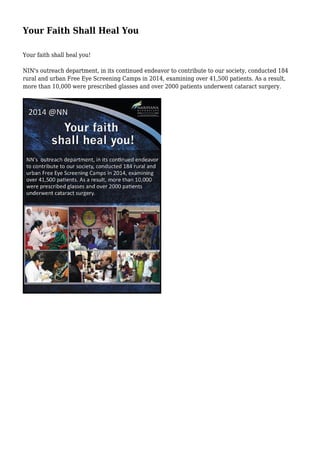 Your Faith Shall Heal You | PDF | Eye and Vision Conditions | Diseases ...