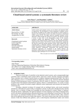 Cloud-based control systems: a systematic literature review | PDF | Internet of Things | Internet