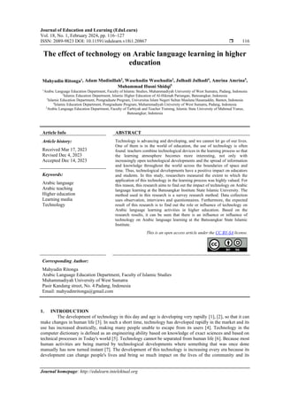 The effect of technology on Arabic language learning in higher ...