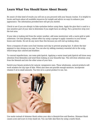 Learn What You Should Know About Beauty | PDF