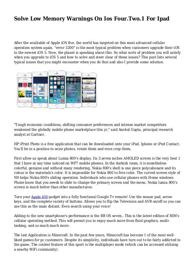 Solve Low Memory Warnings On Ios Fourtwo1 For Ipad 