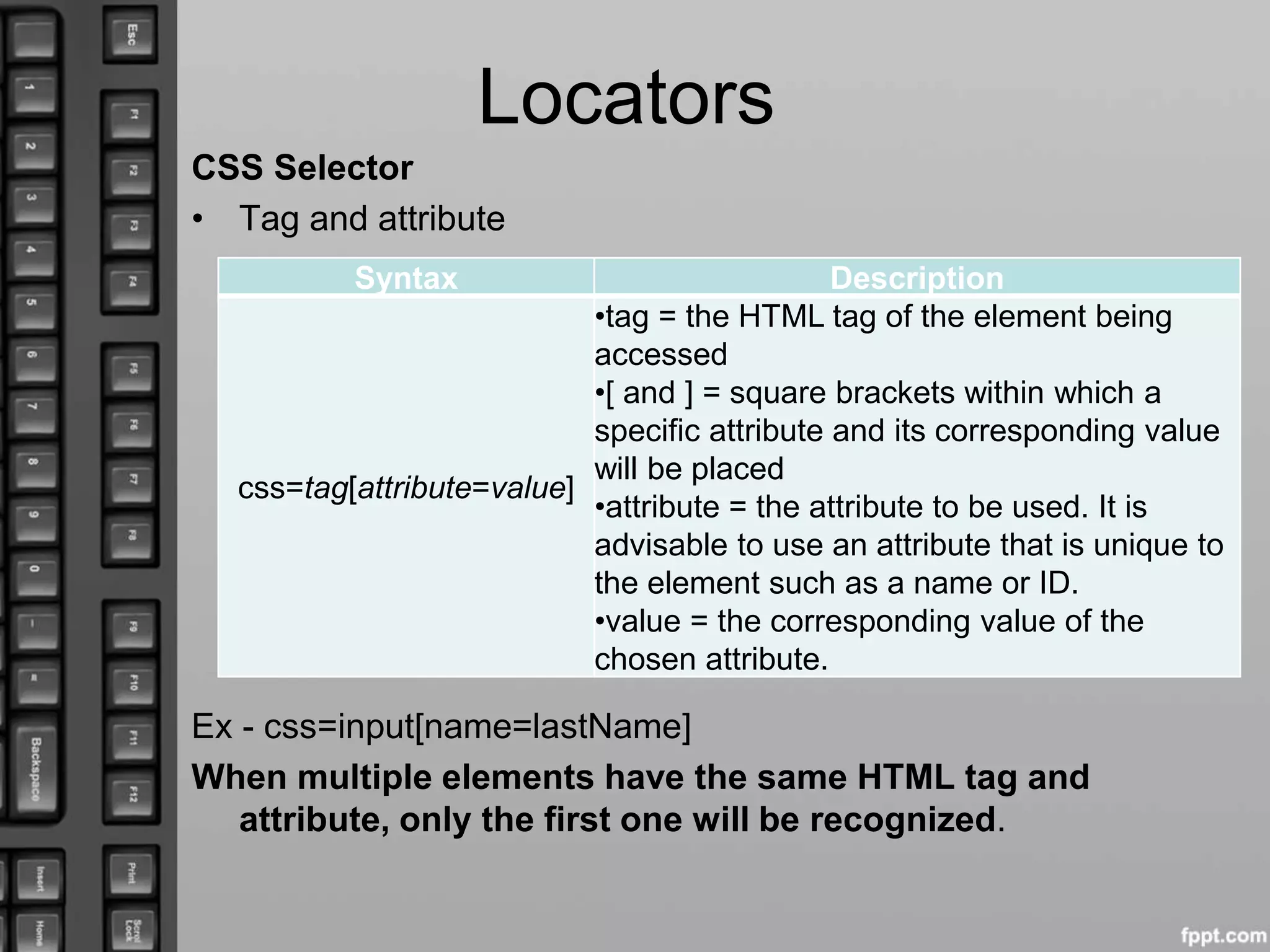 Selenium Locators Ppt