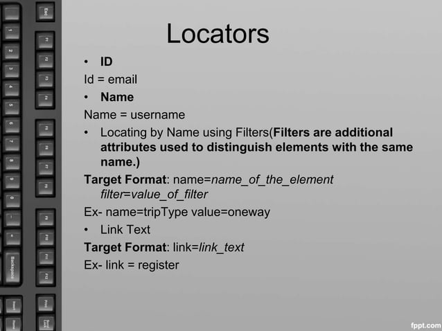 Selenium Locators | PPTX | Web Design and HTML | Internet