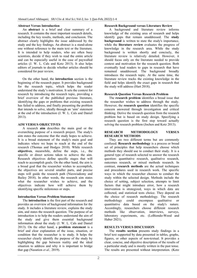 Commonly Confused Aspects of Research Paper: Discussion Paper | PDF