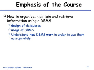 Introduction Database Management System for Course Database | PPT