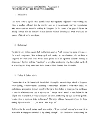 Cross-Cultural Management - Expatriate Interview | DOCX