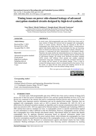 Timing issues on power side-channel leakage of advanced encryption standard circuits designed by ...
