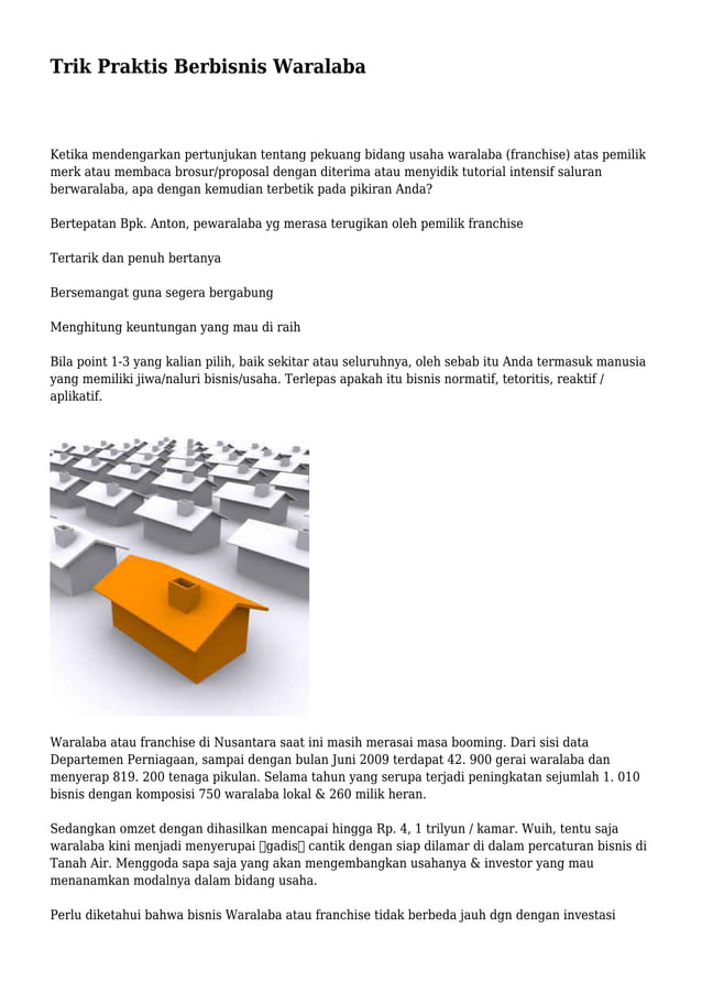 Trik Praktis Berbisnis Waralaba | PDF