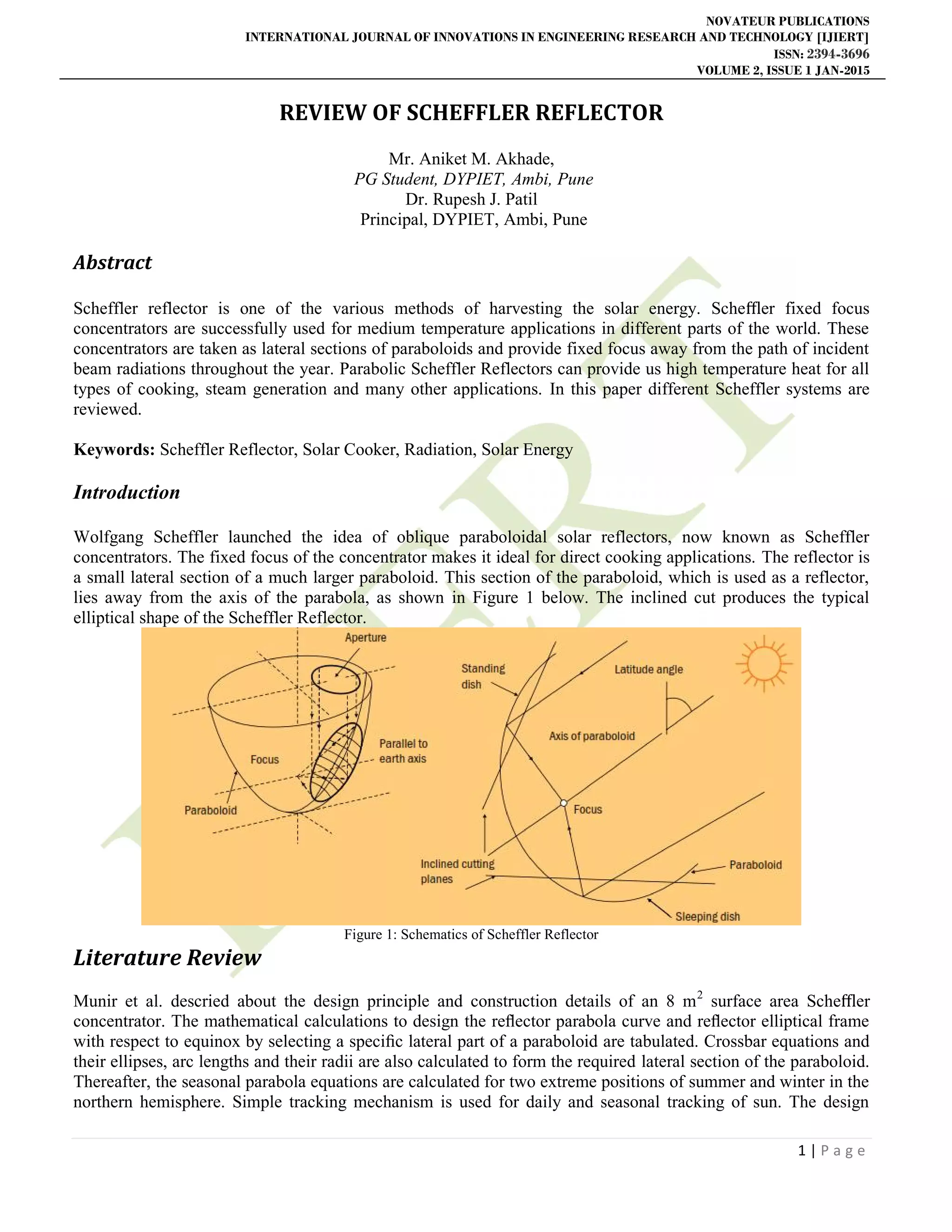 Review of Scheffler Reflector | PDF