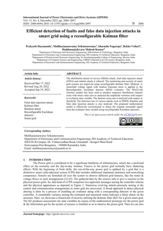 Efficient detection of faults and false data injection attacks in smart grid using a ...
