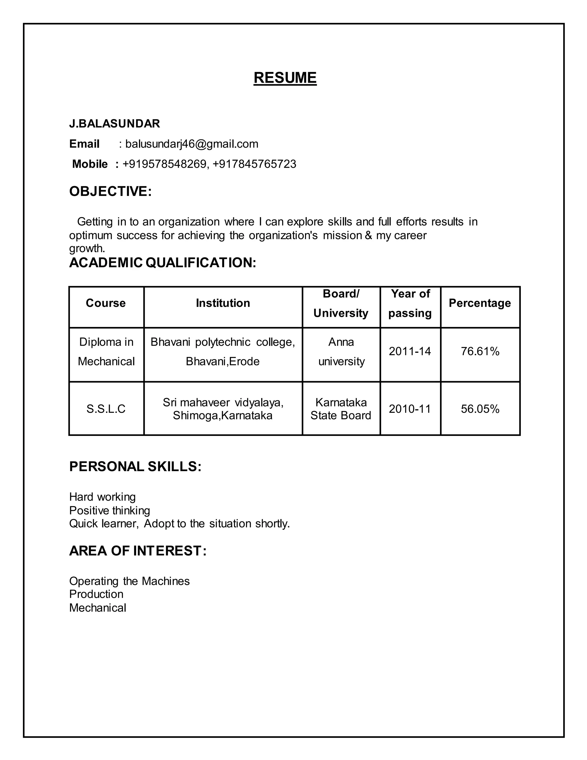 Balu - RESUME | DOCX