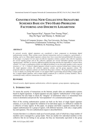 Constructing New Collective Signature Schemes Base on Two Hard Problems Factoring and Discrete ...