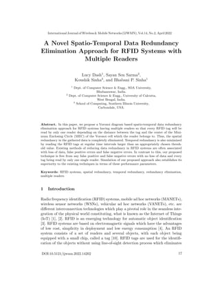A Novel Spatio-Temporal Data Redundancy Elimination Approach for RFID Systems with Multiple ...