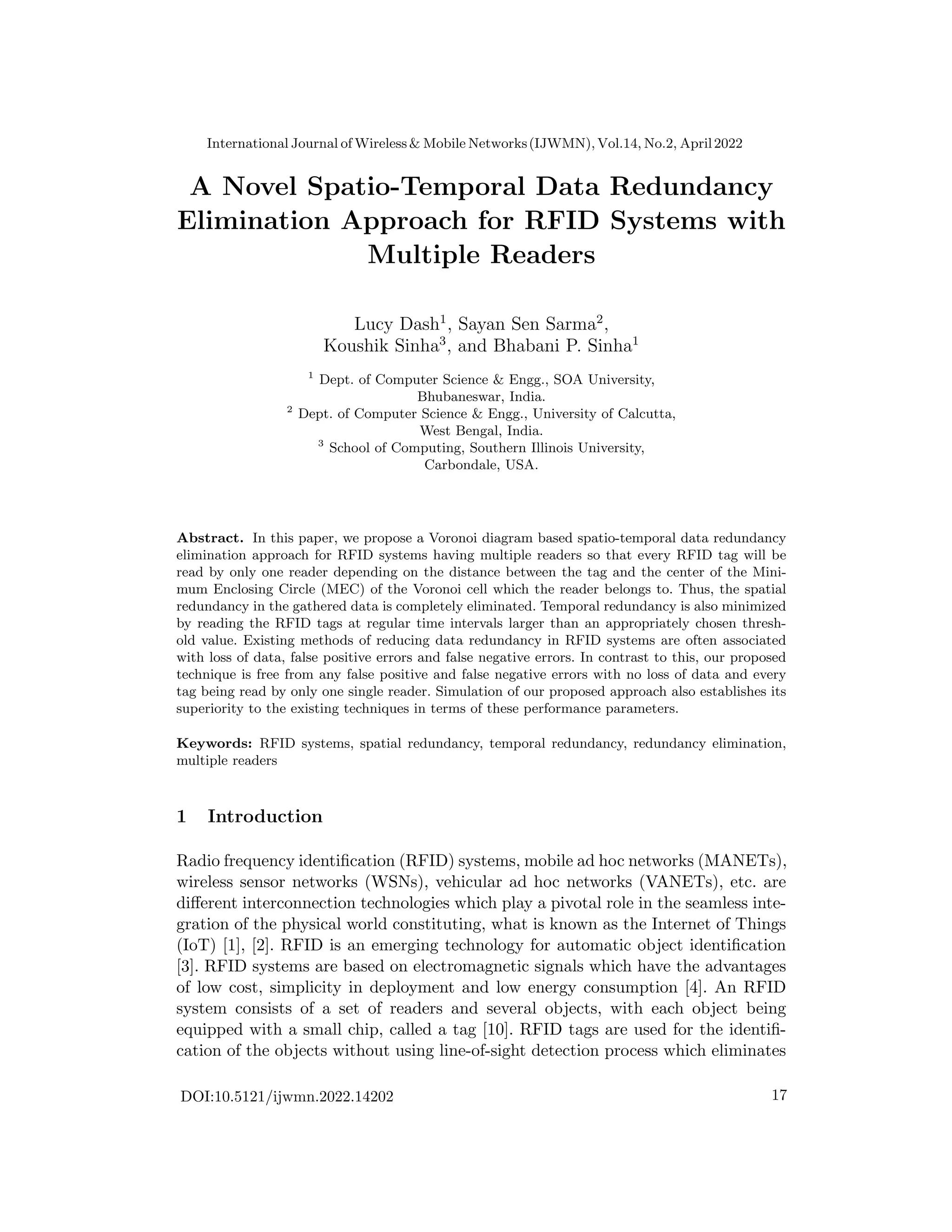 A Novel Spatio-Temporal Data Redundancy Elimination Approach for RFID Systems with Multiple ...