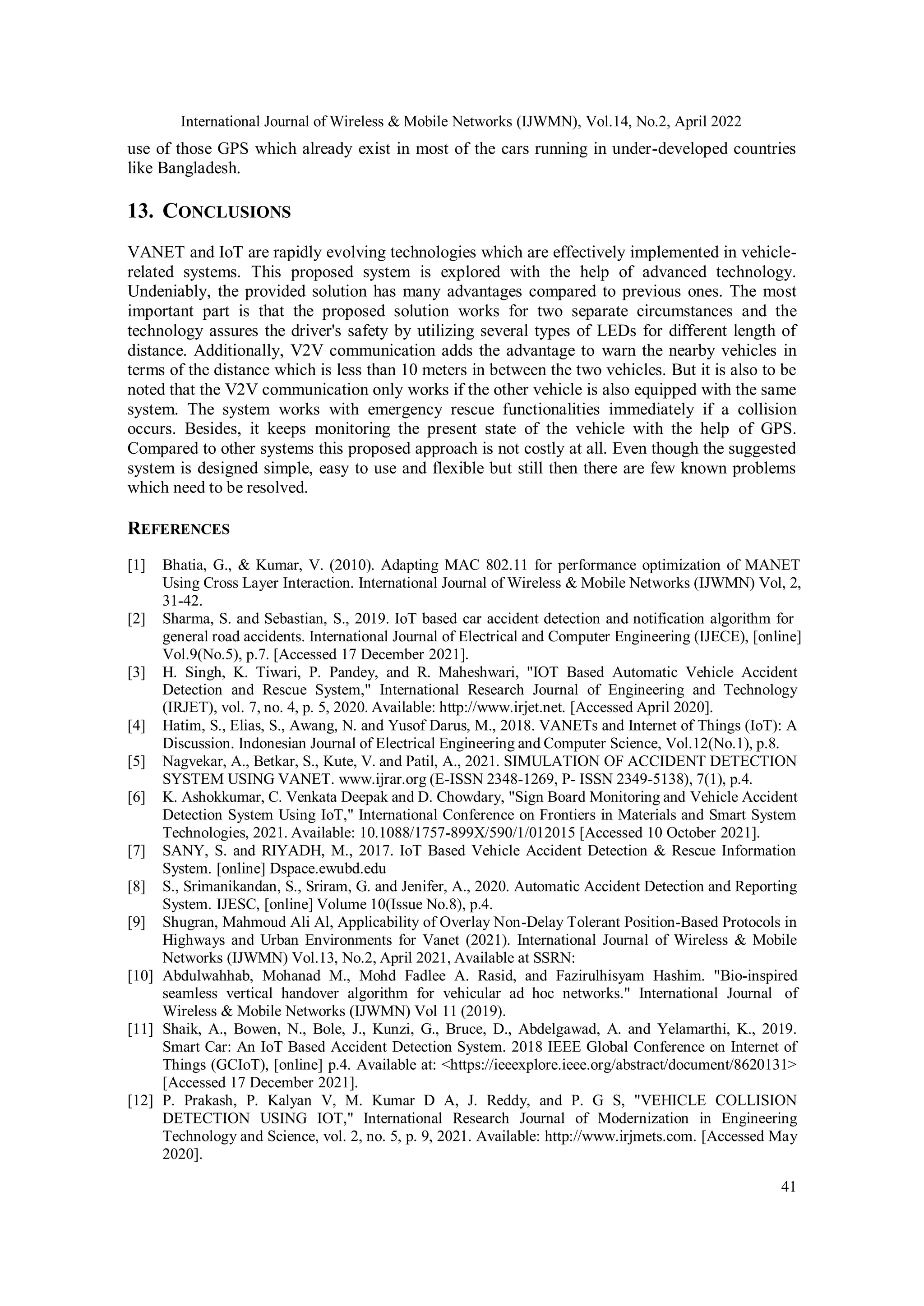 Vehicle Collision Detection And Prevention Using Vanet Based Iot With V2v Pdf