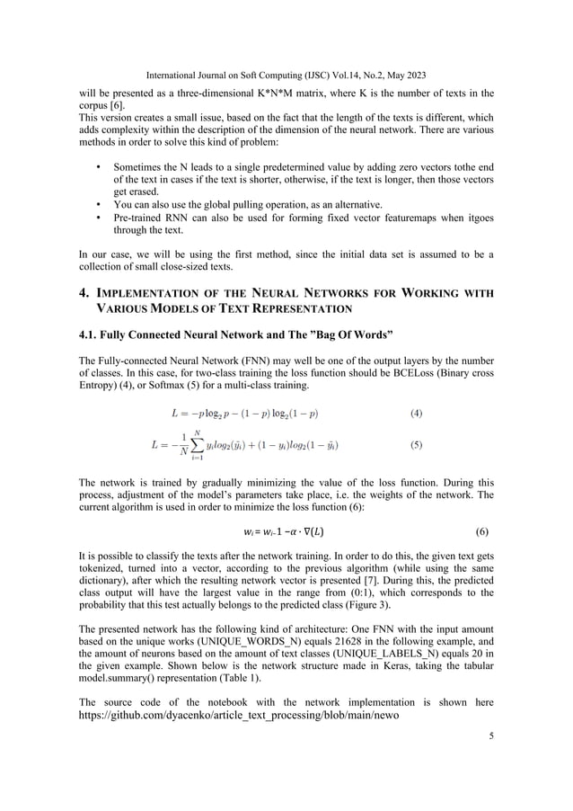 Texts Classification With The Usage Of Neural Network Based On The