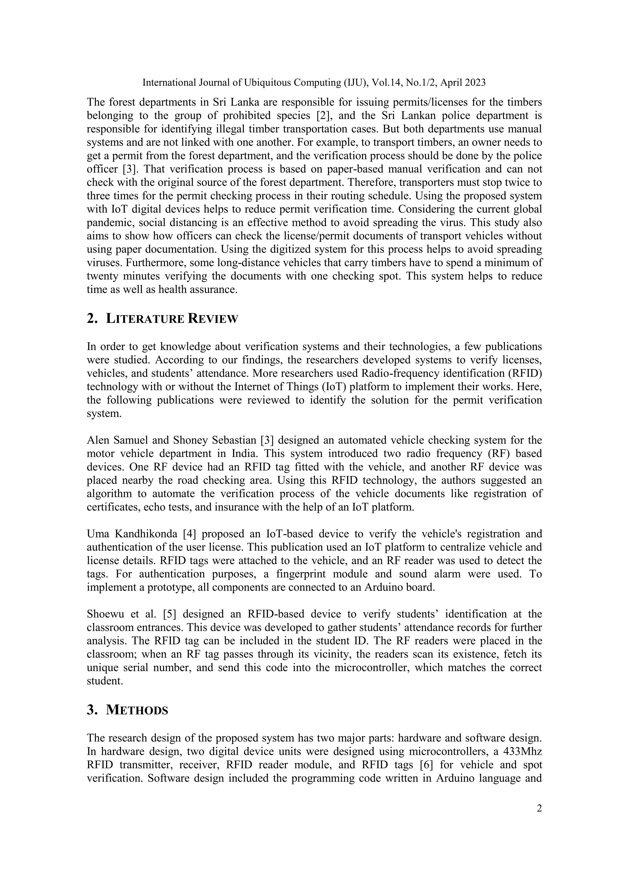 AN INTERNET OF THINGS BASED VEHICLE PERMIT VERIFICATION SYSTEM WITH ...