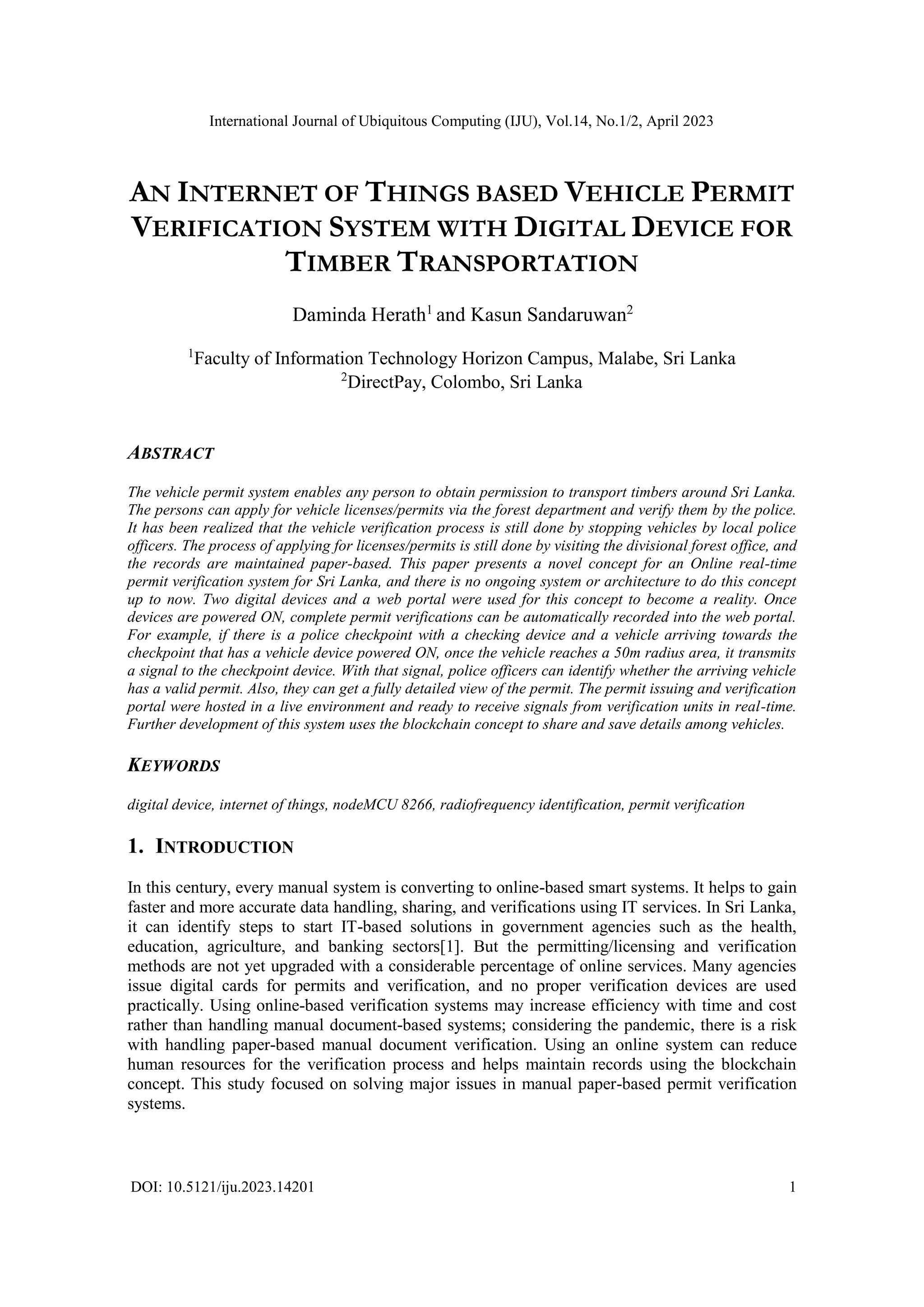 IoT-Based Vehicle Permit Verification | PDF