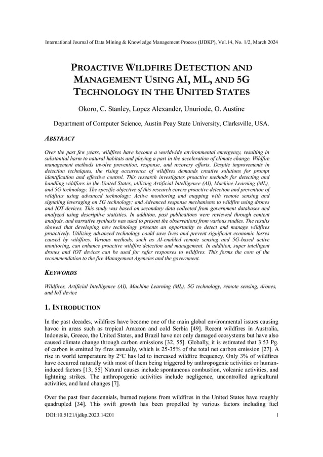 PROACTIVE WILDFIRE DETECTION AND MANAGEMENT USING AI, ML, AND 5G ...