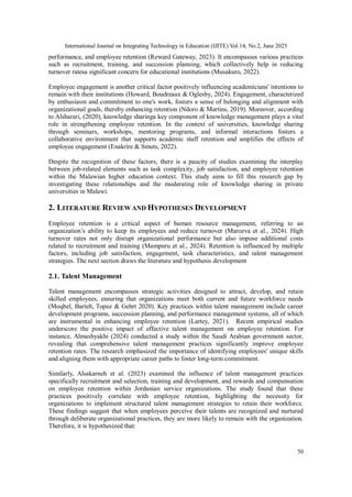 Determinants of Employee Retention in Private Universities in Malawi: Examining Knowledge ...