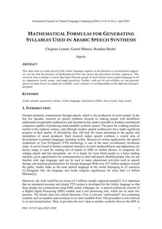 MATHEMATICAL FORMULAS FOR GENERATING SYLLABLES USED IN ARABIC SPEECH ...
