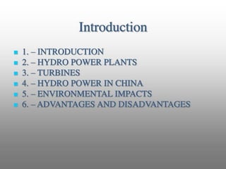 history and introduction to Hydropower and its advantages | PPT