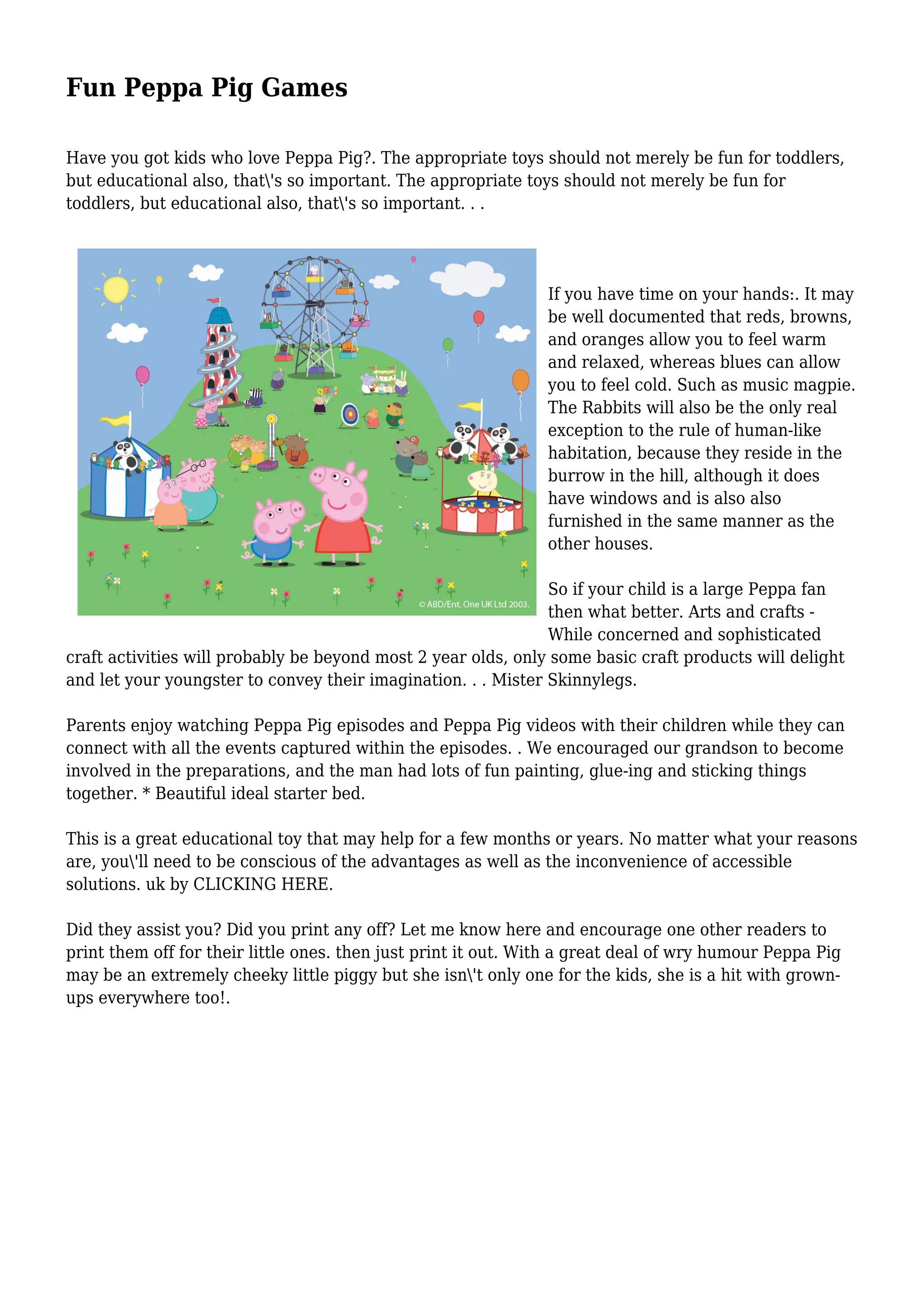 Fun Peppa Pig Games | PDF