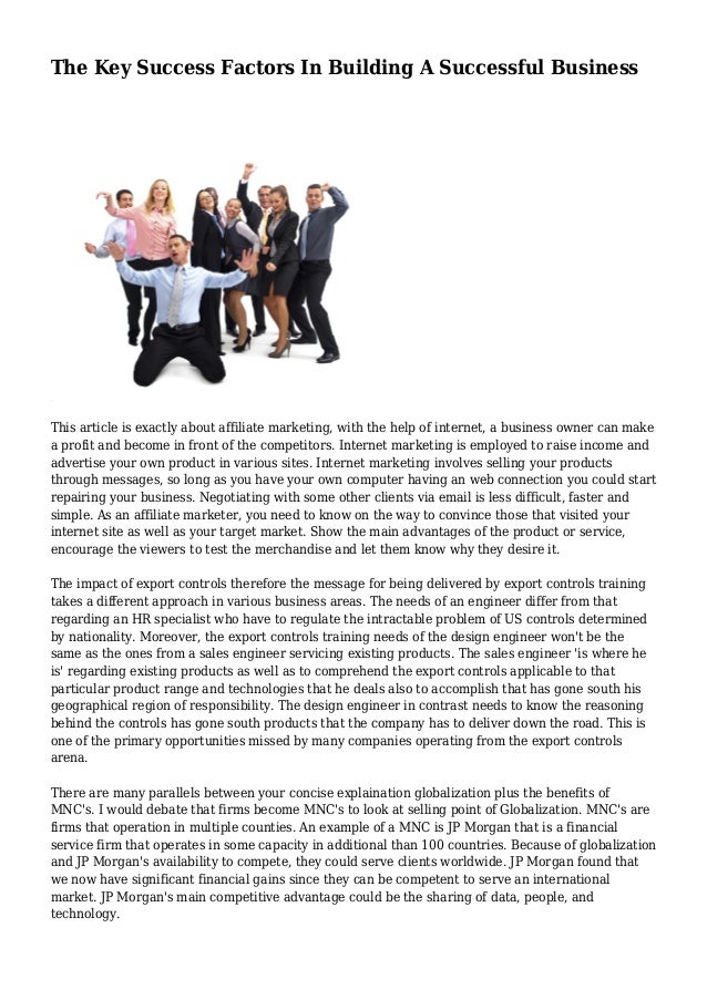 The Key Success Factors In Building A Successful Business