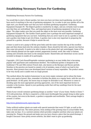 Establishing Necessary Factors For Gardening | PDF