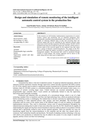 Design and simulation of remote monitoring of the intelligent automatic control system in the ...