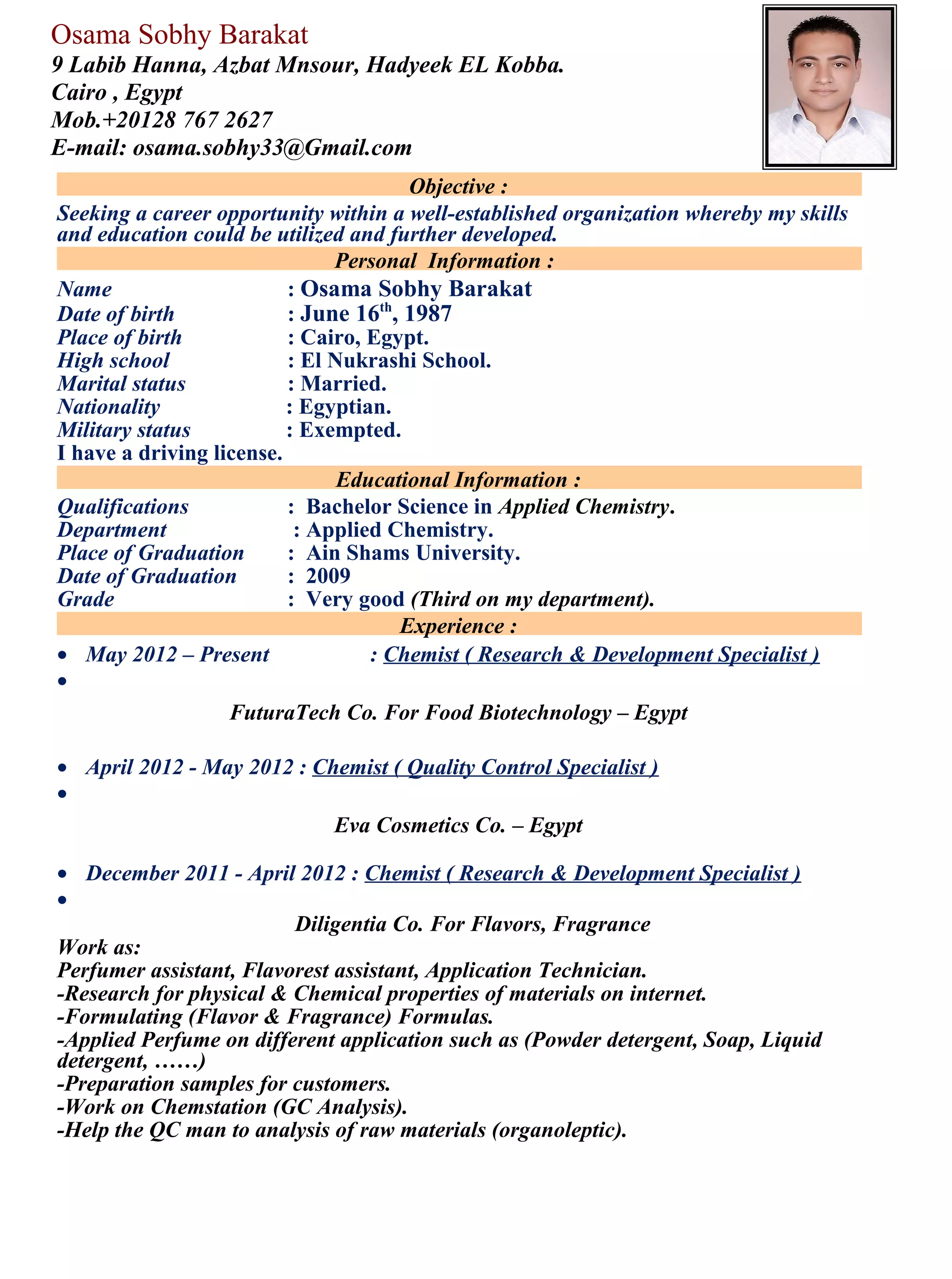 Osama Sobhy CV | PDF