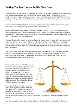 Getting The Best Lawyer To Win Your Case