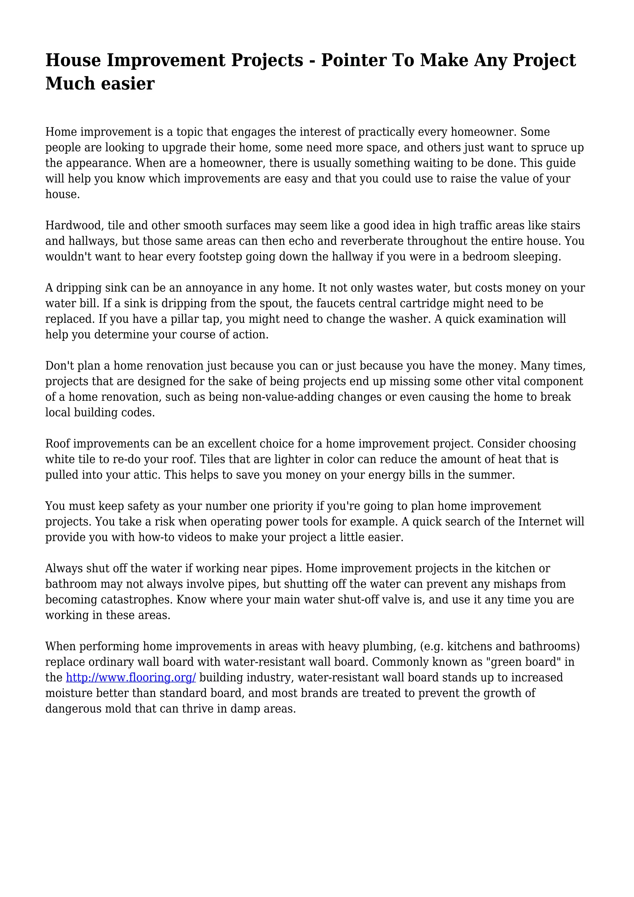 House Improvement Projects - Pointer To Make Any Project Much easier | PDF