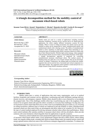 A triangle decomposition method for the mobility control of mecanum ...