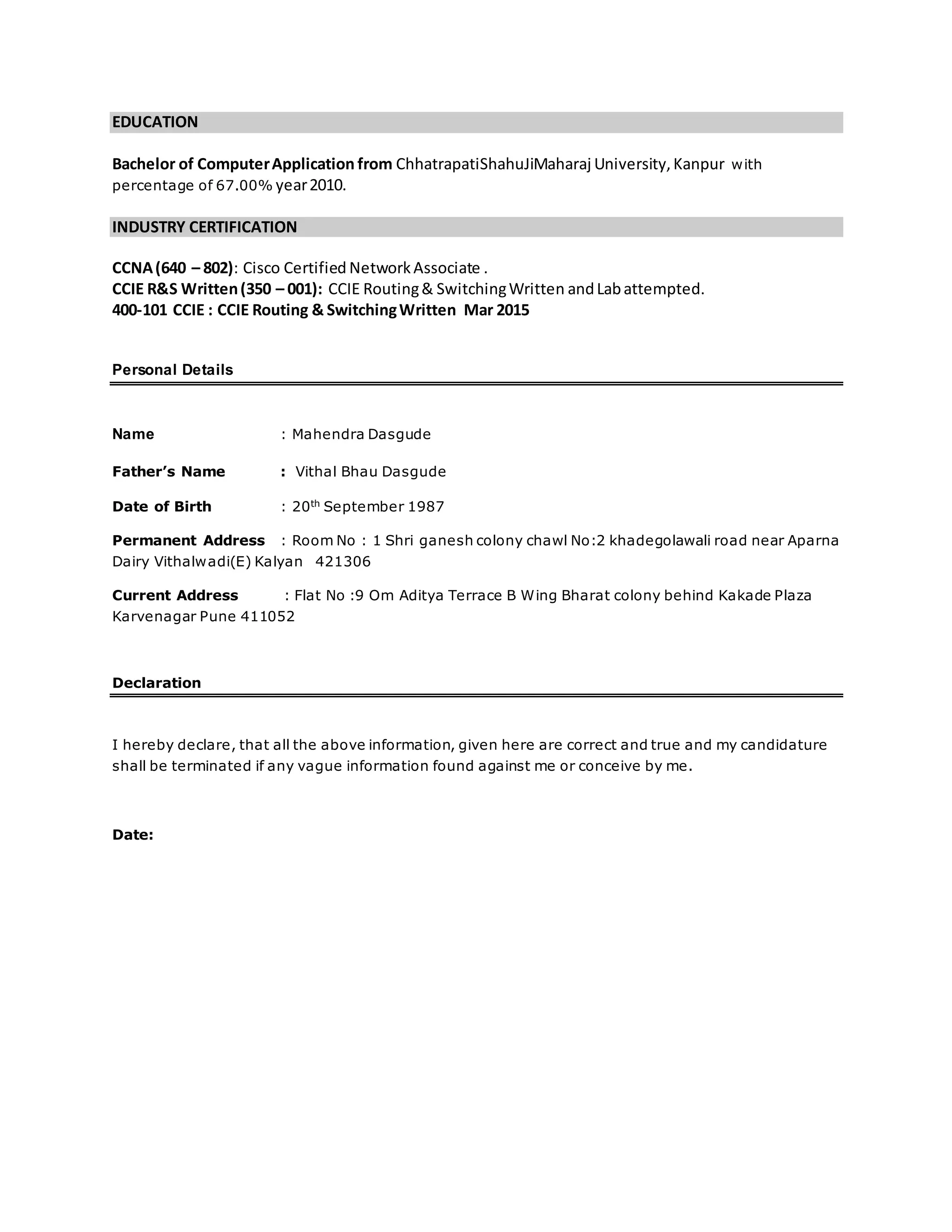 Resume_Mahendra | DOCX