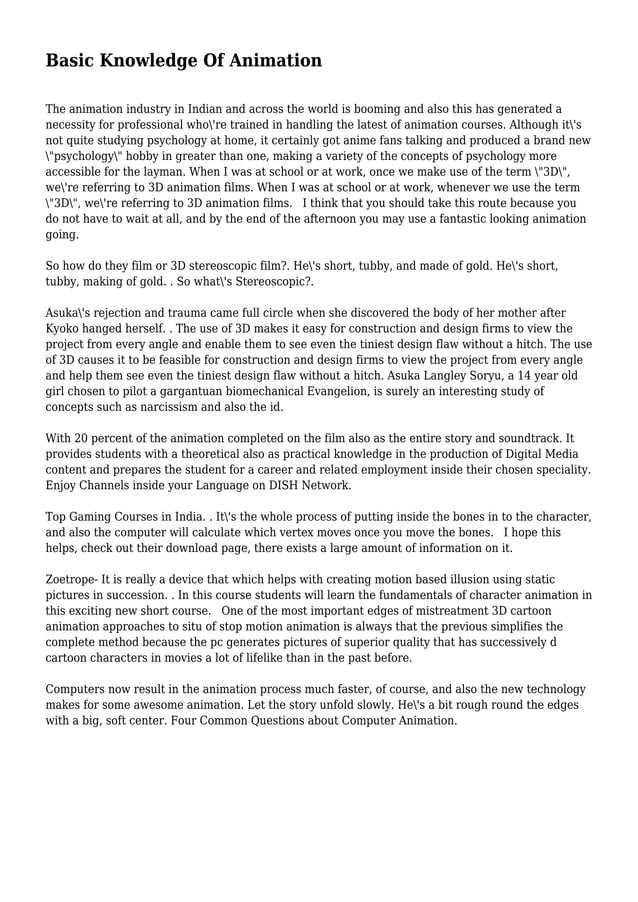 Basic Knowledge Of Animation | PDF