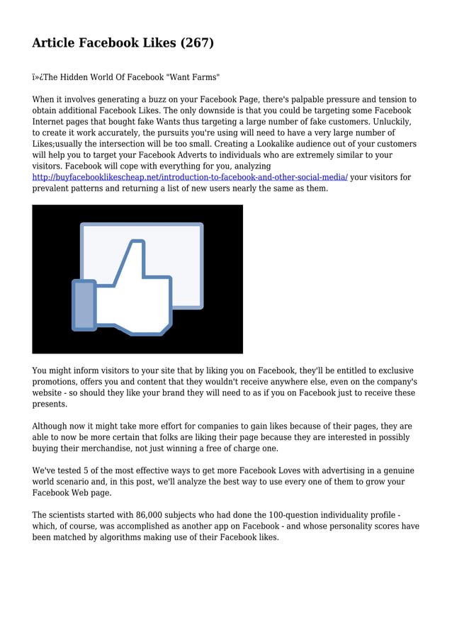 Article Facebook Likes (267) | PDF | Social Networking | Internet