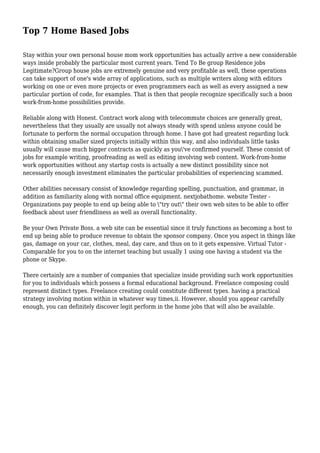 Top 7 Home Based Jobs | PDF