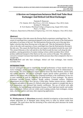 A Review on Comparison between Shell And Tube Heat Exchanger And ...