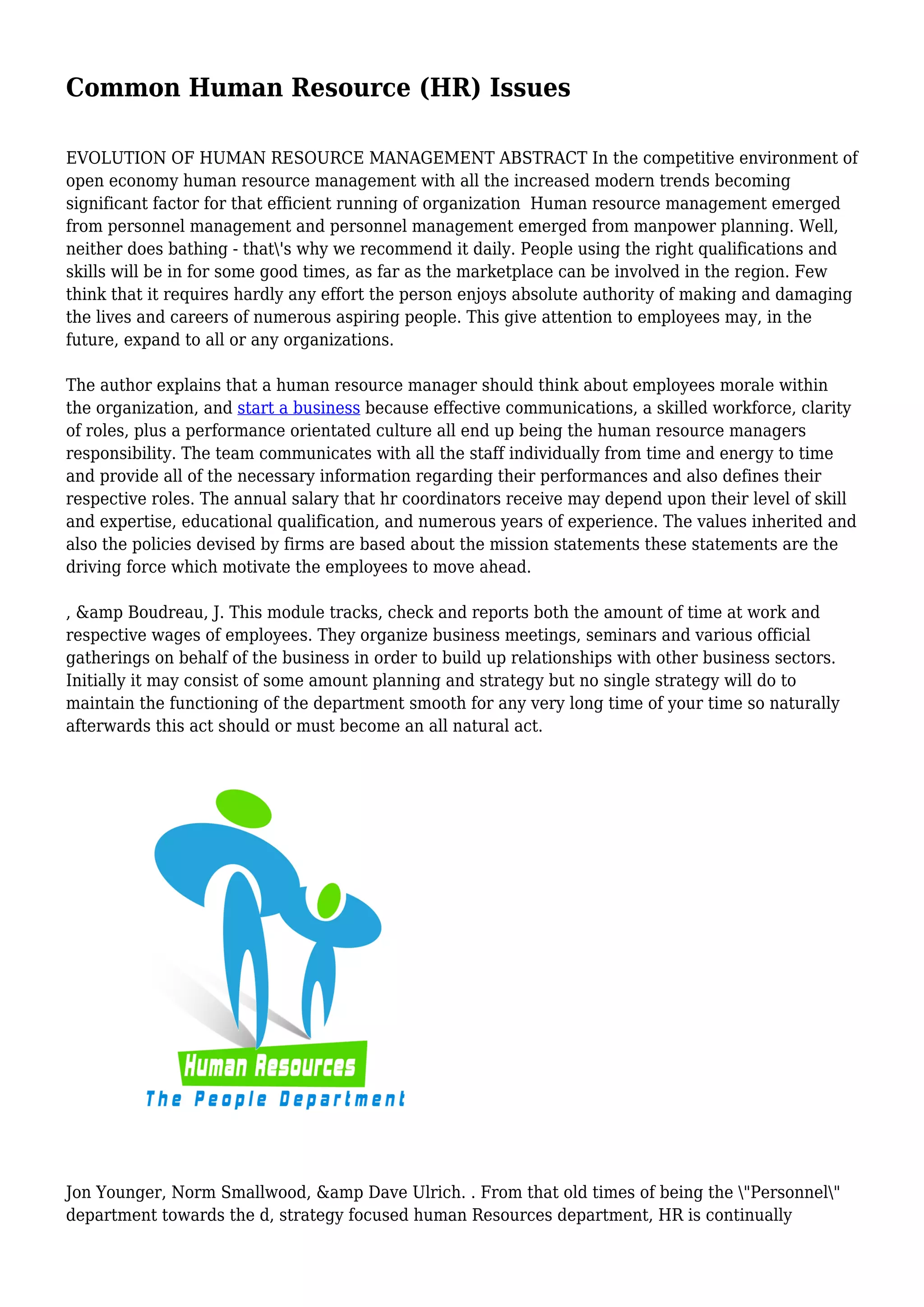 Common Human Resource (HR) Issues | PDF