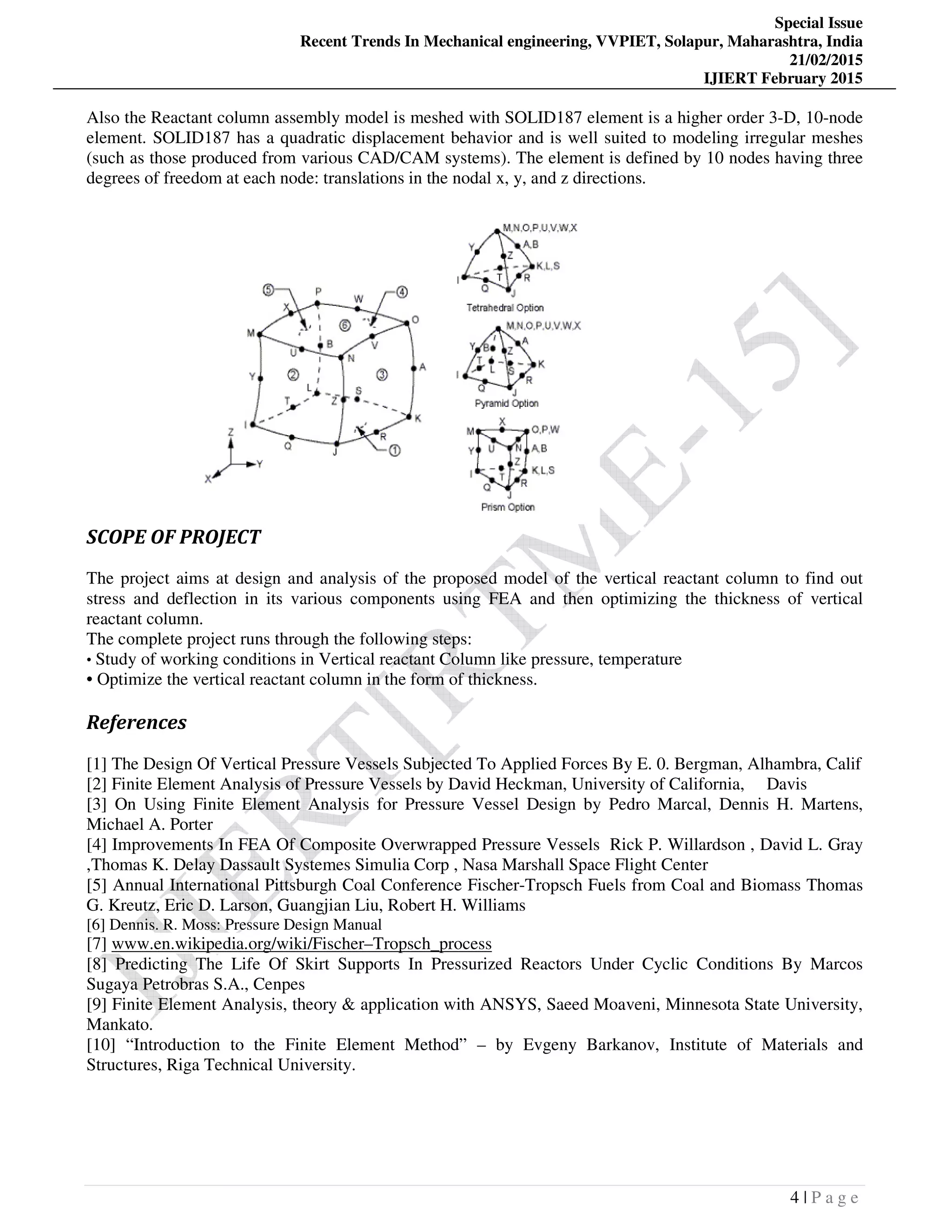 Analysis and Optimization of Reactant Column by using FEA | PDF