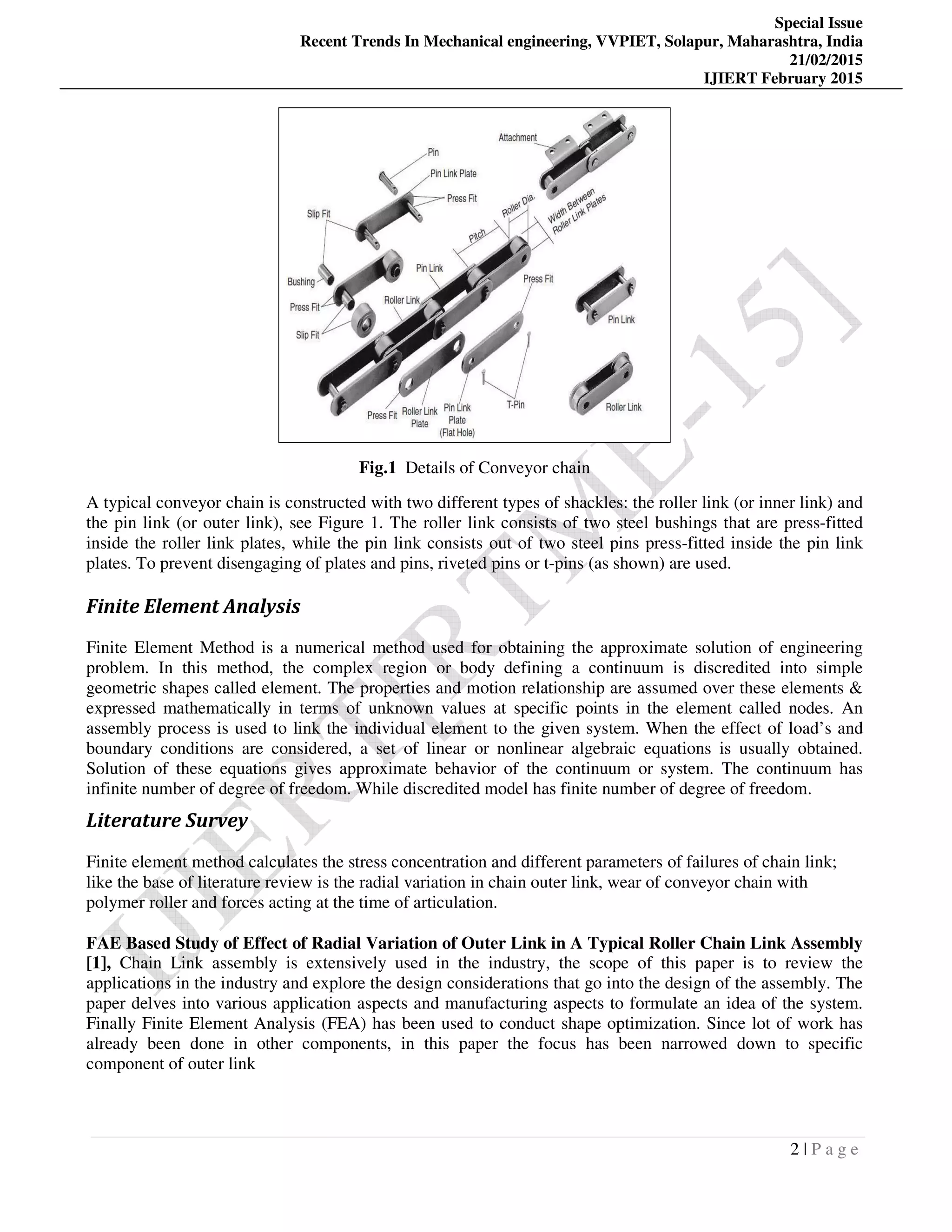 Design and Analysis of conveyor chain link using composite material: a Review | PDF