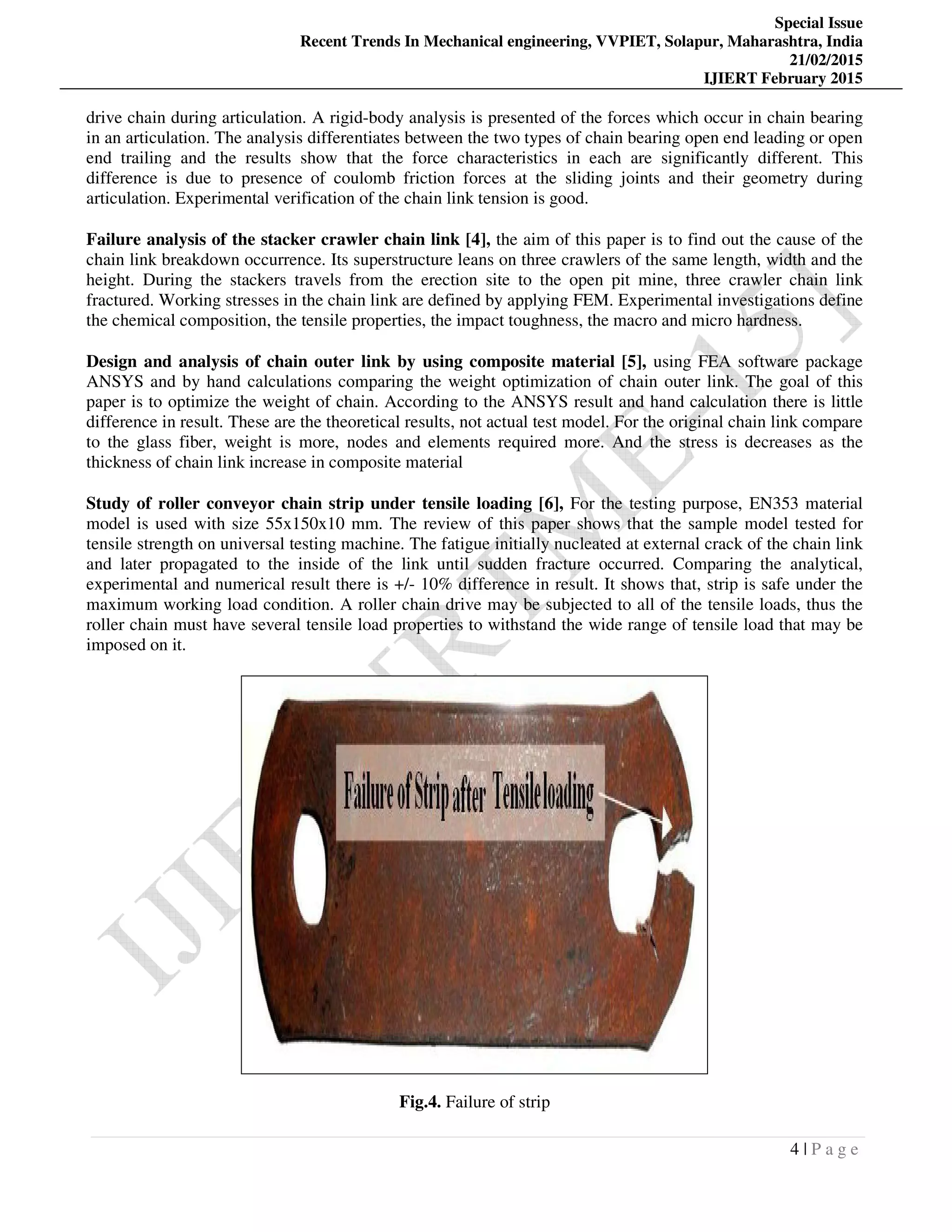 Design and Analysis of conveyor chain link using composite material: a Review | PDF