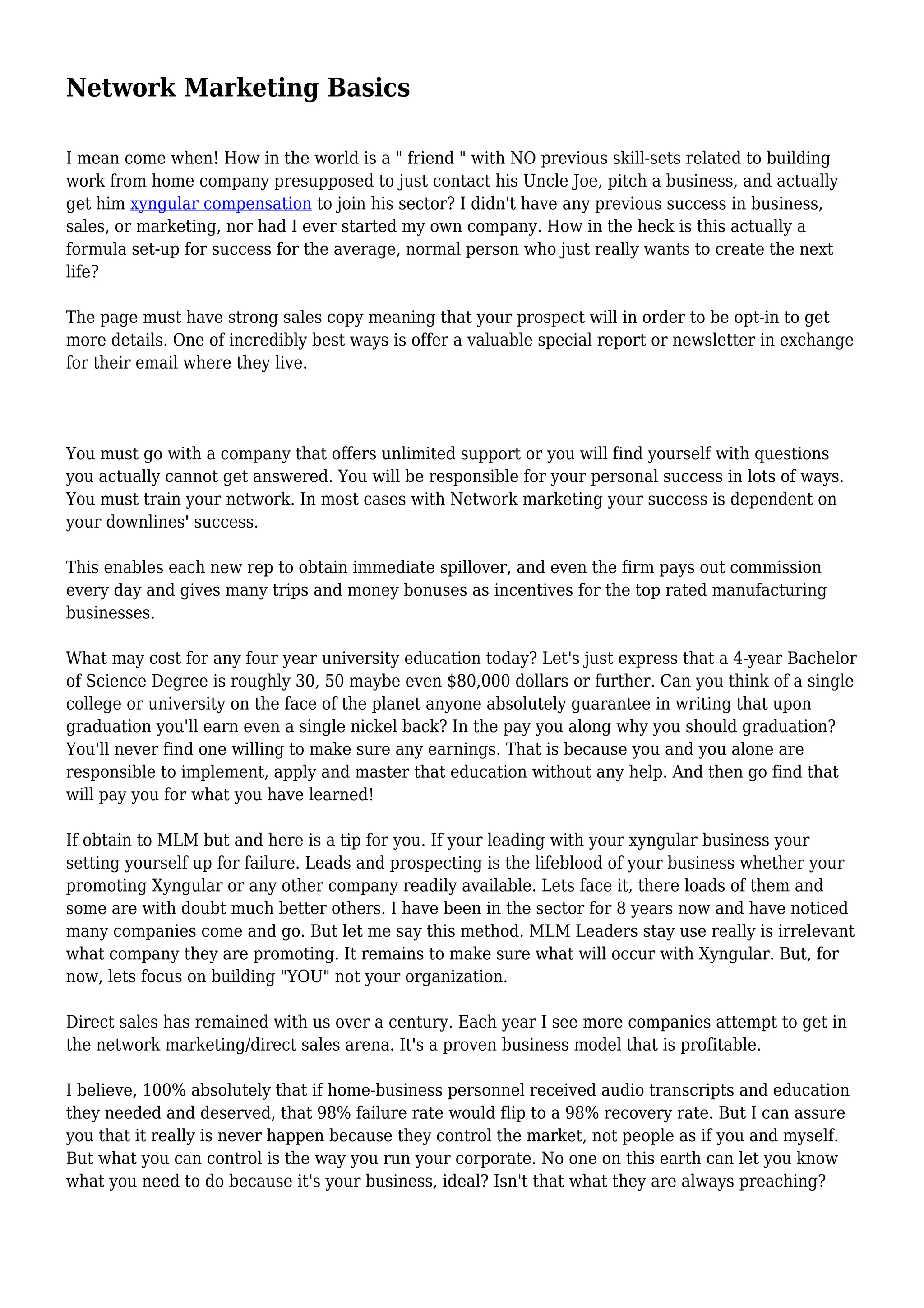 Network Marketing Basics | PDF