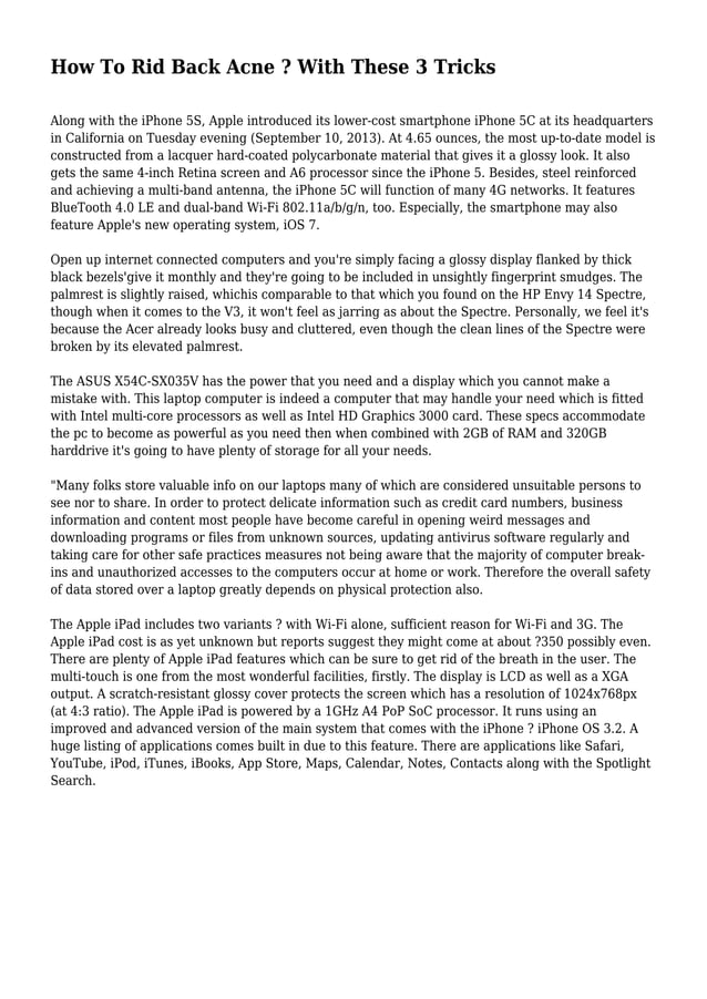 How To Rid Back Acne ? With These 3 Tricks | PDF