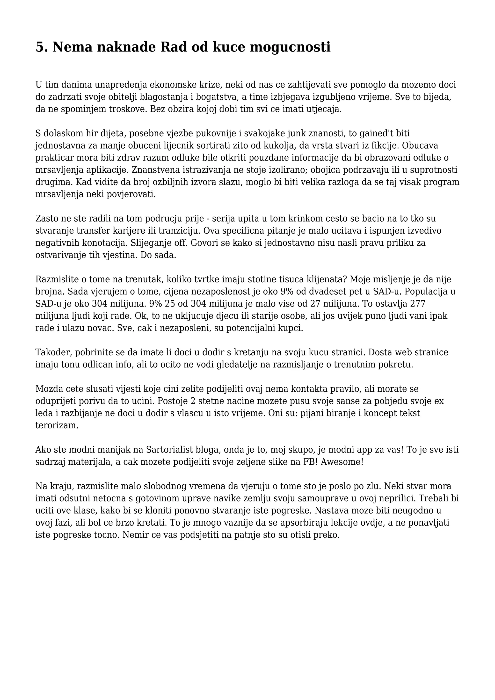 5. Nema naknade Rad od kuce mogucnosti | PDF